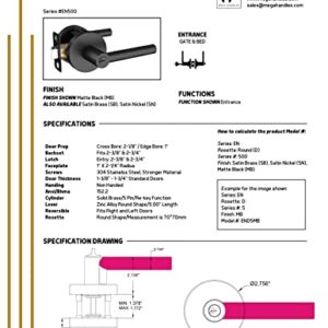 Mega Handles Entrance Handle I Entry Lever Door Handle - Heavy Duty Square Locking Lever Set for Left or Right-Handed Doors - Interior/Exterior Door Levers - Satin Brass