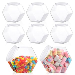 hoolerry 16 pcs hexagon plastic candy jars with lids 30oz canister container jar bucket for candy buffet cookies snacks gifts and storage countertop display