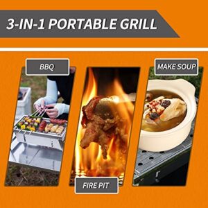 𝗕𝗮𝗿𝗯𝗲𝗰𝘂𝗲 𝗚𝗿𝗶𝗹𝗹𝘀,Portable 𝗖𝗵𝗮𝗿𝗰𝗼𝗮𝗹 Small Grill Foldable Grill for Travel, grills outdoor cooking, 𝐂𝐚𝐦𝐩𝐢𝐧𝐠 𝐬𝐦𝐨𝐤𝐞𝐫 𝐁𝐁𝐐 𝐆𝐫𝐢𝐥𝐥𝐬, Stainless Steel Table Top Grill Charcoal for Outdoor Cooking,Camping,Backyard Barbecue 。