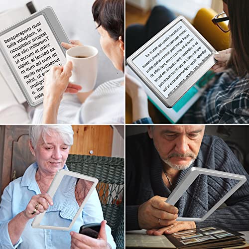 NZQXJXZ 5X Magnifying Glass for Reading Full Large Page Viewing Area Magnifier Lightweight Handheld Magnifier for Reading Seniors and Low Eyesight Person Silver