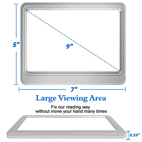 NZQXJXZ 5X Magnifying Glass for Reading Full Large Page Viewing Area Magnifier Lightweight Handheld Magnifier for Reading Seniors and Low Eyesight Person Silver