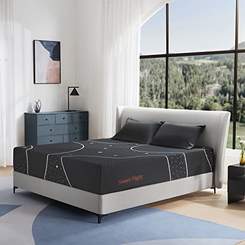 Sweetnight Queen Mattress, 12 Inch Gel Memory Foam Mattress in a Box, Plush Comfort Queen Size Mattress for Motion Isolation & Pressure Relief, Gray, Starry Night Grey