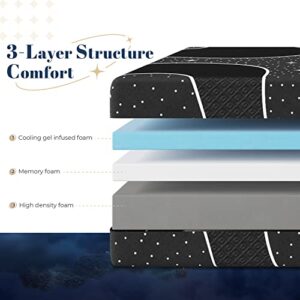 Sweetnight Queen Mattress, 12 Inch Gel Memory Foam Mattress in a Box, Plush Comfort Queen Size Mattress for Motion Isolation & Pressure Relief, Gray, Starry Night Grey