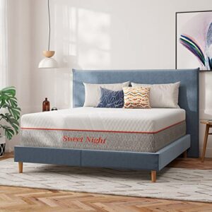 Sweetnight Queen Mattress, 14 Inch Queen Size Memory Foam Mattress in a Box, Double Sides Flippable Queen Bed Mattress, Gel Infused and Perforated Foam for Cool Sleep and Pressure Relief, Gray+white