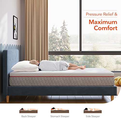 Sweetnight Twin Mattress, 10 Inch Memory Foam Twin Size Mattress, Double Sides Flippable Twin Bed Mattress in a Box, Gel Infused and Perforated Foam for Cool Sleep and Pressure Relief, Gray+White