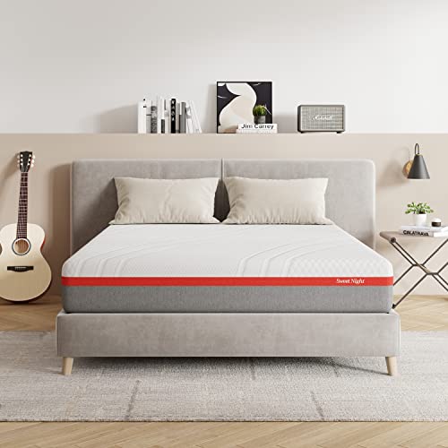 Sweetnight Twin Mattress, 10 Inch Cooling Gel Memory Foam Mattress in a Box, Foam Mattress with Flippable Design for Comfortable Sleep & Support, Plush, Clarity,Gray/white