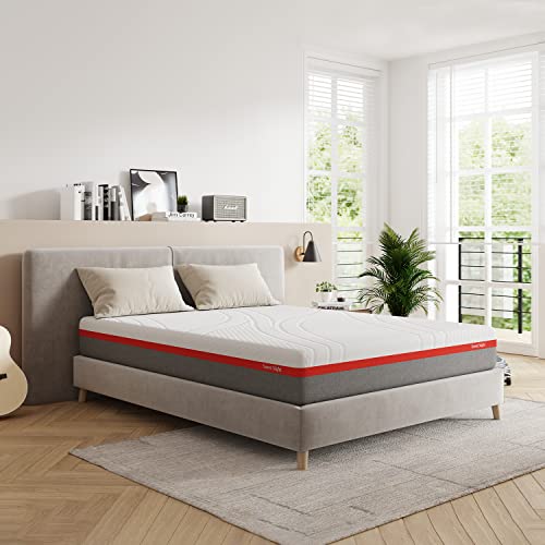 Sweetnight Twin Mattress, 10 Inch Cooling Gel Memory Foam Mattress in a Box, Foam Mattress with Flippable Design for Comfortable Sleep & Support, Plush, Clarity,Gray/white