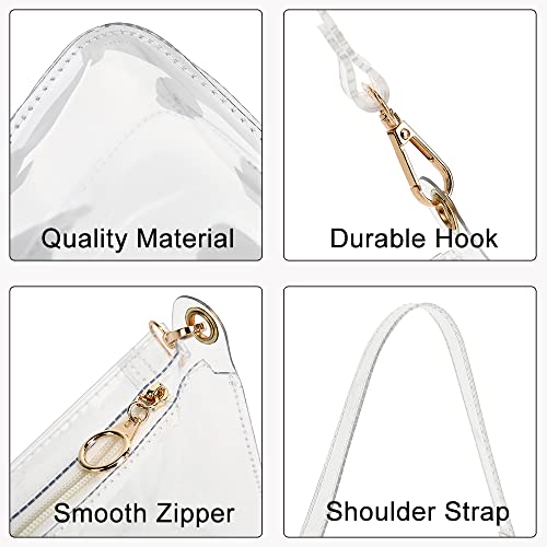 LOXOMU Clear Purse Stadium Approved,Small Clear Crossbody Bag Clear Shoulder Handbag for Women, Clear Bag for Concerts Sports Events (Clear)