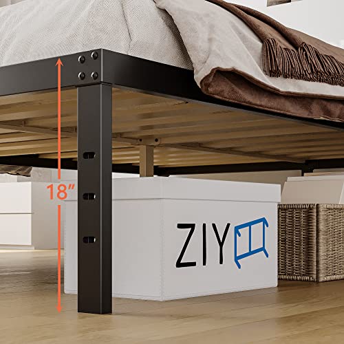 ZIYOO Full Size Bed Frame, 3 Inches Wide Wood Slats,18 Inch Tall Metal Platform, Heavy Duty 3500lbs Support for Mattress, No Box Spring Needed, Noise Free, Non-Slip, Easy Assembly