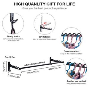 LIVEHITOP Wall Mounted Clothes Rack 2 Pcs, Folding Coat Hanger Dryer Hanging Rail Rod Wardrobe Hooks for Bathroom Balcony RV Indoor Outdoor