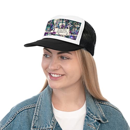 Adult Trucker Hat I'm Cover Baseball Not with Cap Crazy Adjustable Alice Plastic in Wonderland Snap Closure Six Row Stitching On Visor, Two Option Color Black and Blue