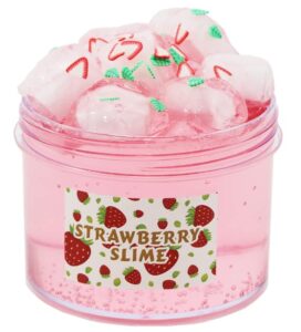 newest strawberry crunchy slime,pink slime kit with glimmer for girls,birthday gifts school party favors toy for girls and boys.