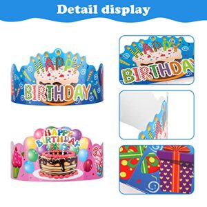 Hooqict 30 Pieces Birthday Crowns for Classroom Colorful Party Hats Birthday Hats for Kids Happy Birthday Hat Paper Crowns Kindergarten School Birthday Crown Preschool Teacher Supplies