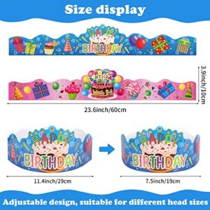 Hooqict 30 Pieces Birthday Crowns for Classroom Colorful Party Hats Birthday Hats for Kids Happy Birthday Hat Paper Crowns Kindergarten School Birthday Crown Preschool Teacher Supplies