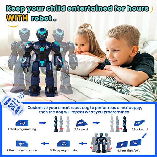 FUUY Large Smart Robot Toy for Boy and Girls 17inch Interactive Robots Kids Toys with Voice Control & Gesture Sensing Programmable Music LED Dance Moonwalk Birthday Gift Present Kid 3 4 5 6 7 8-12