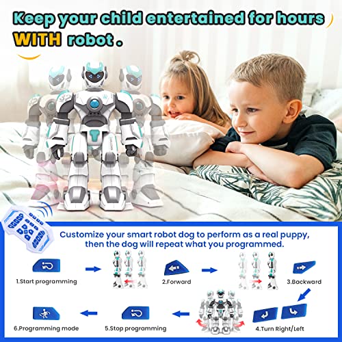 FUUY Large Robot Toy for Kids 17inch Interactive Boy Robots Toys with Voice Control & Gesture Sensing and Programmable Music LED Emoji Faces Moonwalking Dance Birthday Gift Present Kid 3 4 5 6 7 8-12