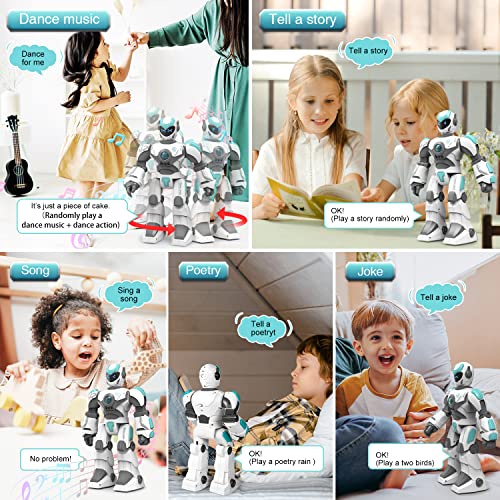 FUUY Large Robot Toy for Kids 17inch Interactive Boy Robots Toys with Voice Control & Gesture Sensing and Programmable Music LED Emoji Faces Moonwalking Dance Birthday Gift Present Kid 3 4 5 6 7 8-12