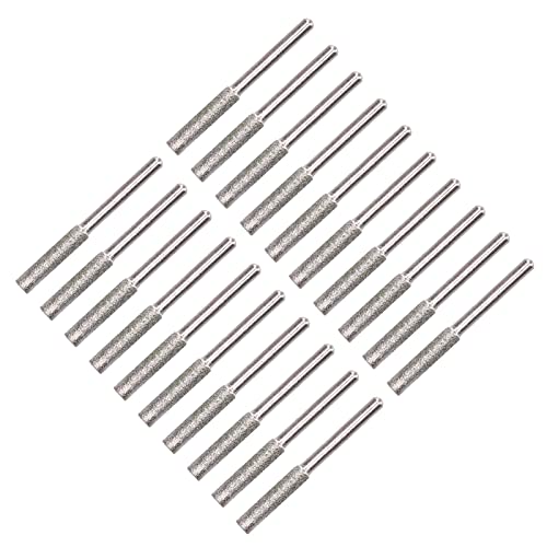 KENANLAN Chainsaw Sharpener, 20Pcs Chainsaw Sharpening Stones Chainsaw Sharpener Burr Grinding Head Rotating File Sharpening Tool Set Kit for Sharpening Chainsaw Blades(4mm-Silver)