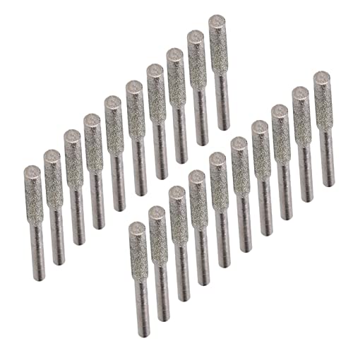 KENANLAN Chainsaw Sharpener, 20Pcs Chainsaw Sharpening Stones Chainsaw Sharpener Burr Grinding Head Rotating File Sharpening Tool Set Kit for Sharpening Chainsaw Blades(4mm-Silver)