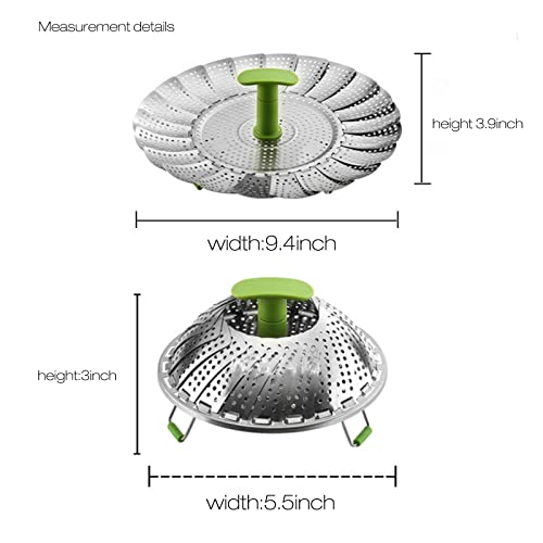 Cyrder Stainless Steel Lotus Steamer basket, Folding Steamer,BPA-Free,Green Kitchenware Accessory, Non-Scratch,Round