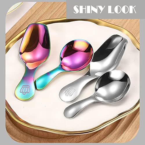 Mini Scoop for Canisters Stainless Steel Salt Spoon Candy Scoops Condiments Spoon Dessert Spoon Sugar Spoon for Tasting, Coffee, Ice Scream, Cake