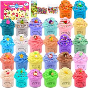 premade fruit butter slime kit 26 pack scented super soft non-sticky diy slime for stress relief birthday gifts goodie bag stuffers butter slime party favors for kids