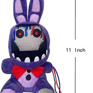 ULTHOOL FNAF Withered Purple Bunny Plush Toys, 11 Inches FNAF Security Breach Bonnie Doll, Collectible Nightmare Freddy Plush Toys for Kids Fans (Withered Purple Bunny)