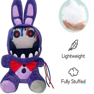 ULTHOOL FNAF Withered Purple Bunny Plush Toys, 11 Inches FNAF Security Breach Bonnie Doll, Collectible Nightmare Freddy Plush Toys for Kids Fans (Withered Purple Bunny)