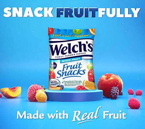 Welch's Fruit Snacks, Mixed Fruit, Perfect Halloween Candy Bulk Pack, Gluten Free, Individual Single Serve Bags, 0.8 oz (Pack of 40)