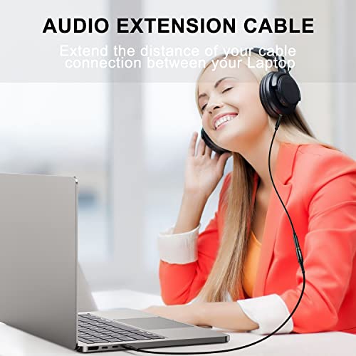 JasRoum 3.5mm Extension Cable, Headphone Extender Cord 6 FT Male to Female 3.5 mm Aux Headset Extension Audio Cables for Earphone iPhone iPad Smartphone Tablets Media Players