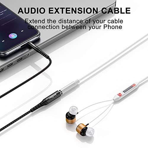 JasRoum 3.5mm Extension Cable, Headphone Extender Cord 6 FT Male to Female 3.5 mm Aux Headset Extension Audio Cables for Earphone iPhone iPad Smartphone Tablets Media Players