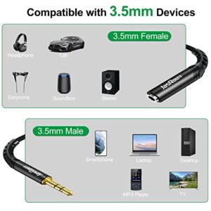 JasRoum 3.5mm Extension Cable, Headphone Extender Cord 6 FT Male to Female 3.5 mm Aux Headset Extension Audio Cables for Earphone iPhone iPad Smartphone Tablets Media Players