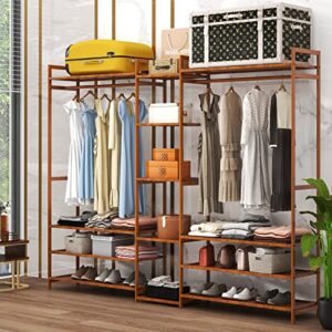 nafenai clothes rack double rod,67 inch garment rack,clothing racks for hanging,clothes storage shelves heavy duty large size,clothing rack closet wardrobe,220 lb load capacity