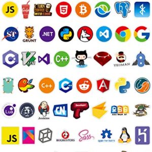 102Pcs Programmer Logo Stickers Pack for Laptop，Funny Science Decals for Teens，Vinyl Waterproof Math Sticker for Water Bottles，Phone，Hard Hat，Skateboard，Scrapbooking，Gifts for Kids/Adults