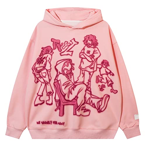 Vamtac Men’s Novelty Graphic Hoodies Cartoon Y2k Streetwear Hooded Sweatshirt Pullover Hip Hop Overisized Hoodie Unisex