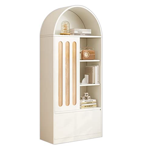 FIFOR 72.8in Tall Arched Bookcase with Drawers, 3 Layer White Display Cabinet, Open Kids Bookshelf and Toy Organizer Cabinet