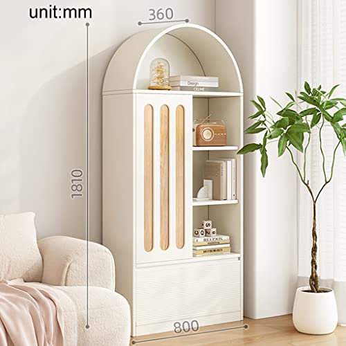 FIFOR 72.8in Tall Arched Bookcase with Drawers, 3 Layer White Display Cabinet, Open Kids Bookshelf and Toy Organizer Cabinet