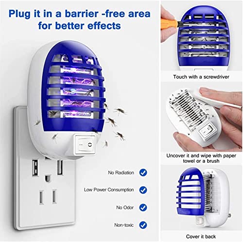 Bug Zapper Indoor Plug-in Mosquito Killer Trap Zapper, Electric Gnat Fly Trap Zapper for House Mini Bug Killer Light Eliminates Flying Pests for Home, Little Gnats (Blue)