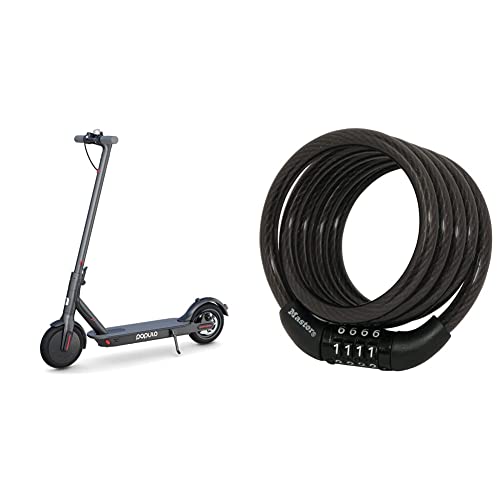 Folding Electric Scooter - 8.5” Pneumatic Tires - Up to 14.5 Miles & 15 MPH Portable Folding Commuting Electric Scooter…… & Master Lock Bike Lock Cable