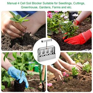 FLOLXNB Soil Blocker, Upgraded 2 inch Soil Block Maker with 12Pcs of Seed Pins, Soil Blocking Tool for Outdoor Garden Send Plants, Silver