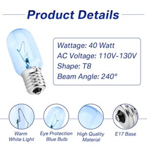 ANTOBLE Refrigerator Light Bulb 40 Watt 297048600 241552802 Compatible with Frigidaire Kenmore Whirlpool Electrolux KitchenAid Fridge Light Bulbs Replacement Freezer Bulb T8 E17 Lamp Light, 2 Pack