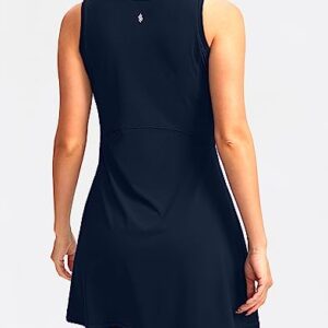 Soothfeel Women's Tennis Golf Dress with Built in Shorts Sleeveless Workout Active Athletic Dress for Women with 4 Pockets (Navy, S)