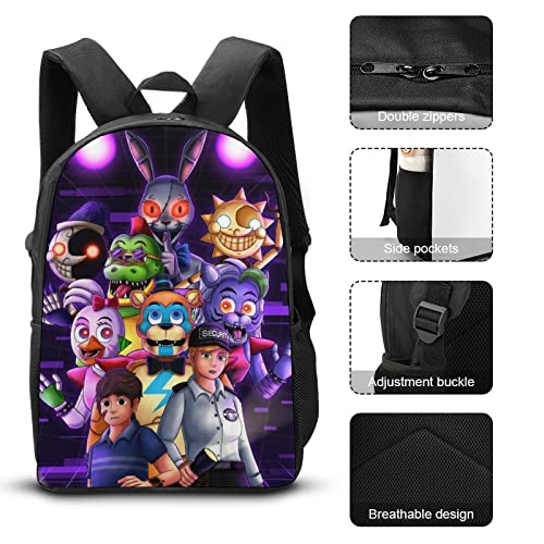 Rmvhasq 3Pcs Lightweight Backpack Set Bookbag Lunchbox Pencil Case Laptop Backpacks Game Casual Cute Shoulder Bags Daypack