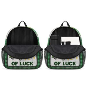 YPPAHHHH Toddler Backpack St Patricks Quote Loads Of Luck Kids Backpacks for Boys Girls Preschool Bags with Chest Strap and Names Tag, Lightweight Nursery Rucksack