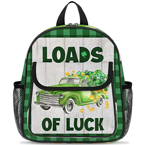 YPPAHHHH Toddler Backpack St Patricks Quote Loads Of Luck Kids Backpacks for Boys Girls Preschool Bags with Chest Strap and Names Tag, Lightweight Nursery Rucksack