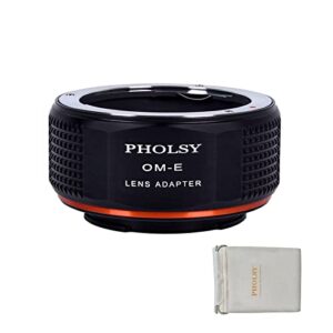 pholsy lens mount adapter compatible with olympus zuiko om lens to e mount camera compatible with sony a1 a9ii a7s iii/ii, a7r v/iv/iii/ii a7c a7 iv/iii/ii, a7 a6600 a6500 a6400 a6300 a6000 nex etc.