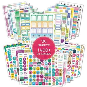 planner stickers for adults - 1400+ daily planner stickers and accessories, calendar stickers for adults planner aesthetic (24 pack)