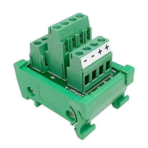 Jienk 2 in 4 Out Terminal Blocks Module, 25A DIN Rail Mounting Terminal Block Power Distribution Breakout Board for PLC Servo Power Amplifier