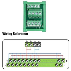 Jienk 2 in 4 Out Terminal Blocks Module, 25A DIN Rail Mounting Terminal Block Power Distribution Breakout Board for PLC Servo Power Amplifier