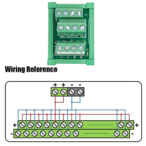 Jienk 2 in 4 Out Terminal Blocks Module, 25A DIN Rail Mounting Terminal Block Power Distribution Breakout Board for PLC Servo Power Amplifier